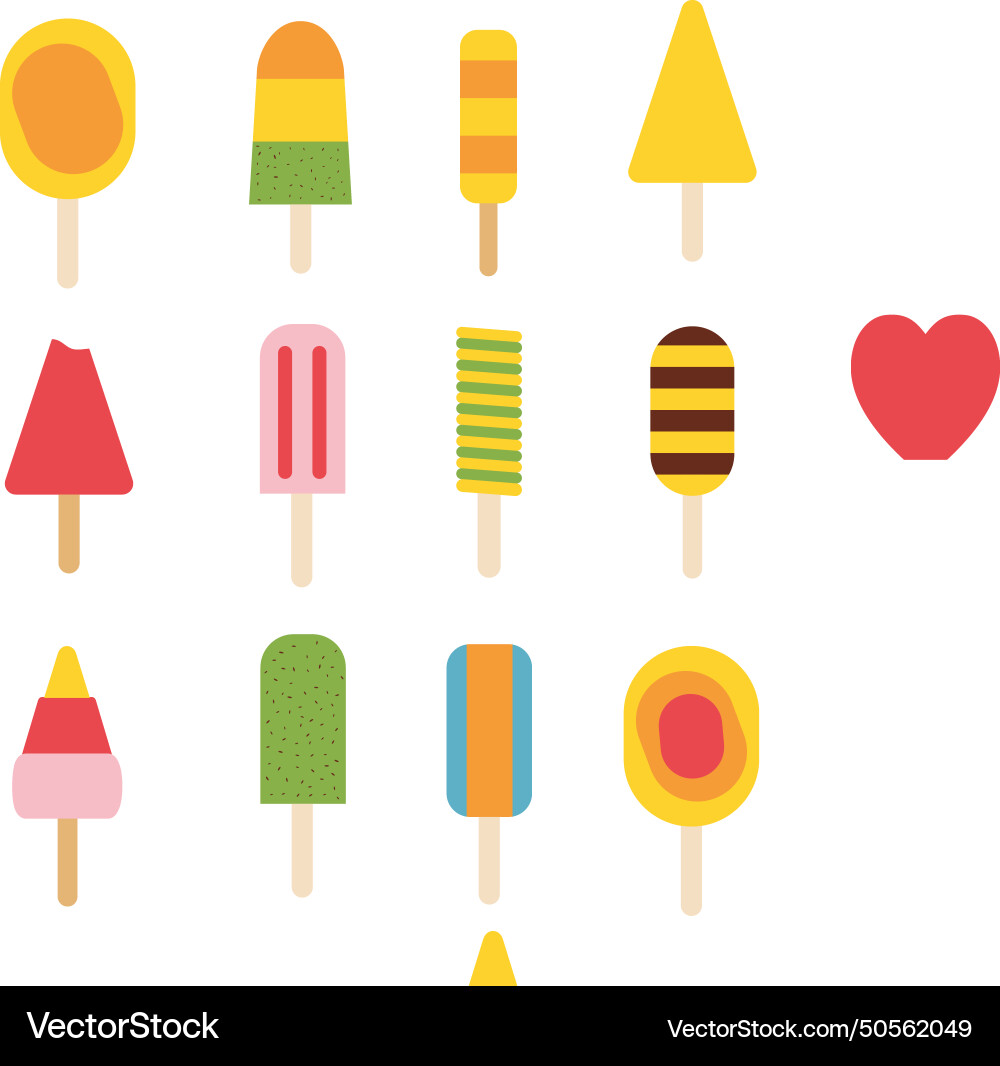 Colorful graphics ice creams cakes Royalty Free Vector Image