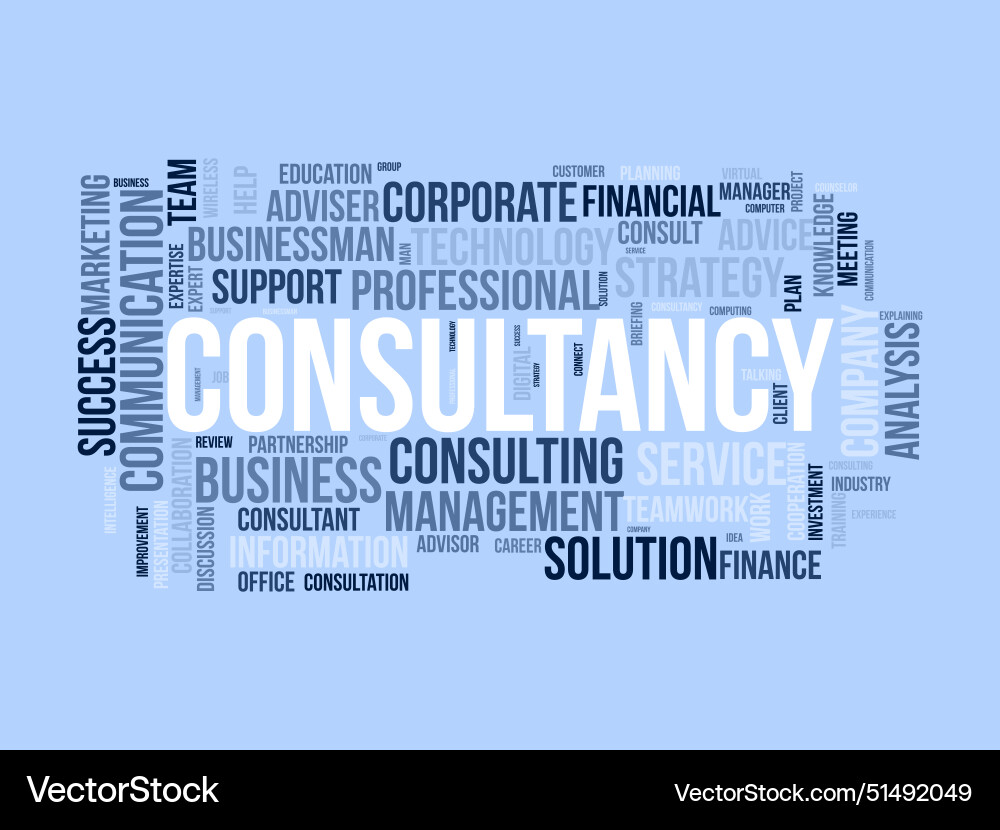 Consultancy word cloud template adviser Royalty Free Vector