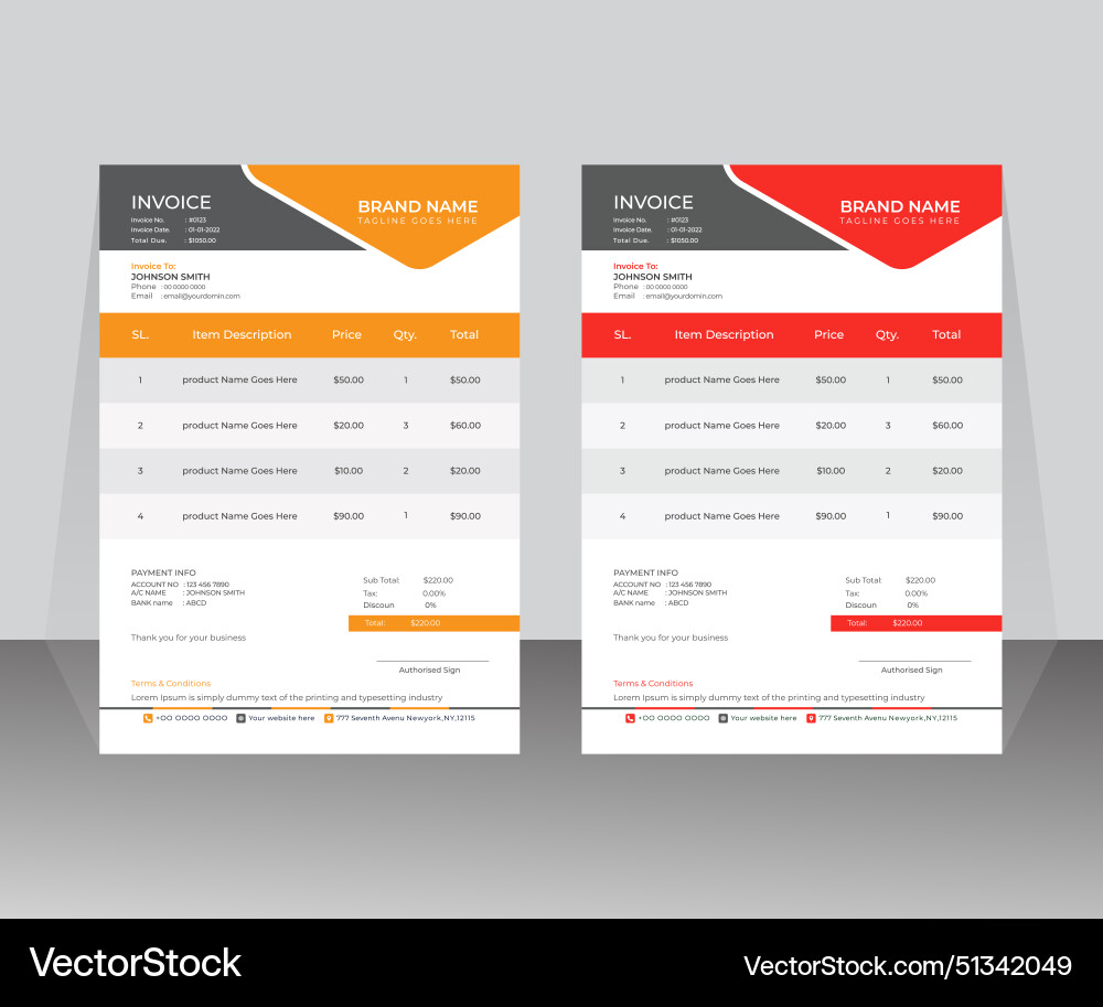 Creative and modern invoice template design Vector Image