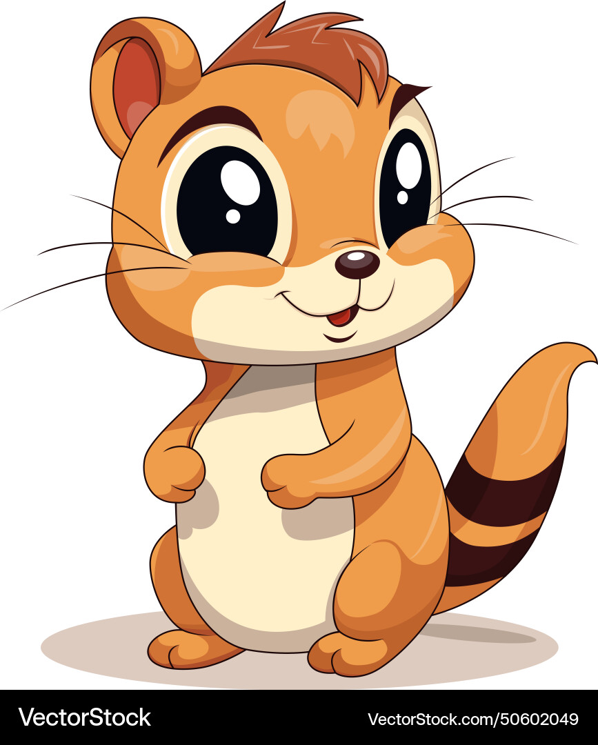 Cute chipmunk cartoon on white background Vector Image