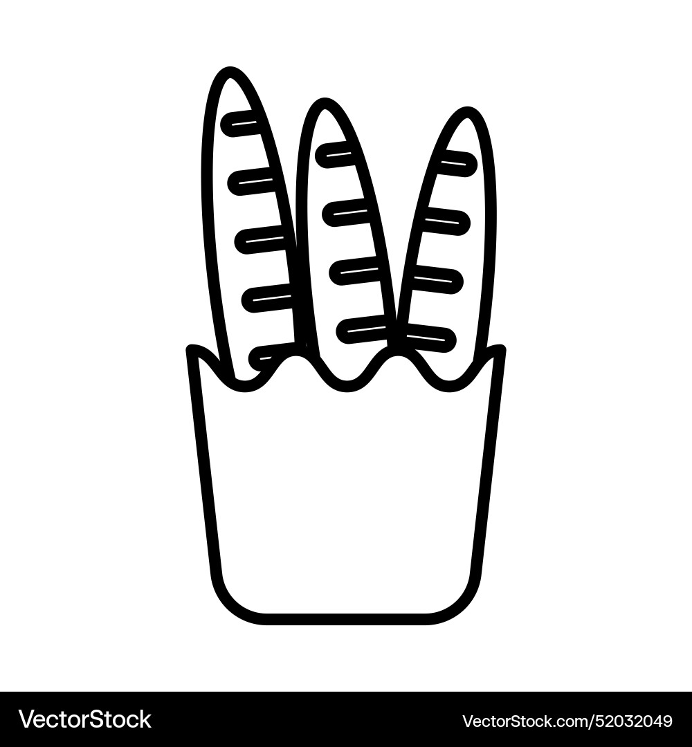 French bread icon linear logo mark in black Vector Image