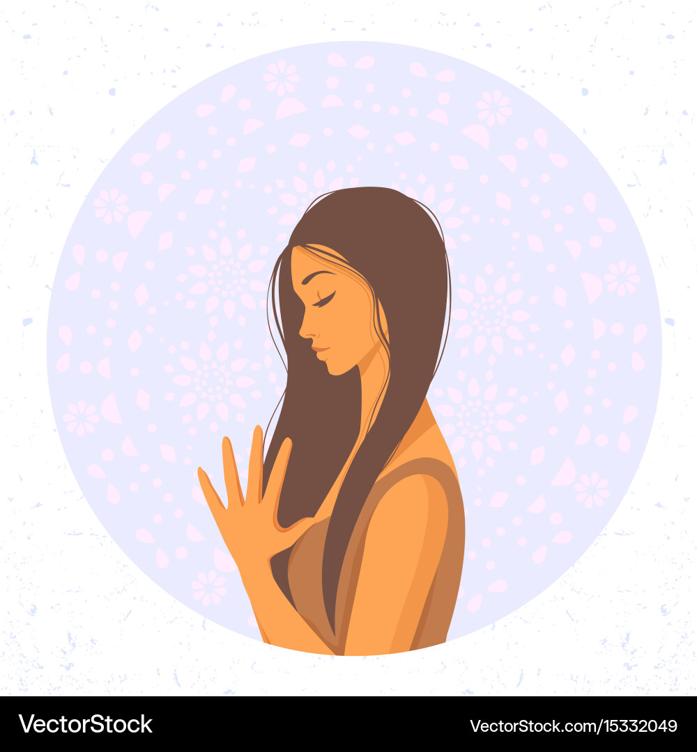 Girl namaste Royalty Free Vector Image - VectorStock