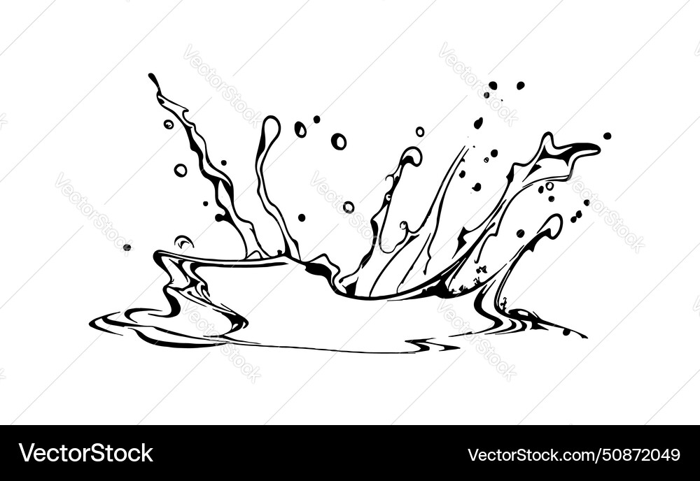 Hand drawn water splash Royalty Free Vector Image