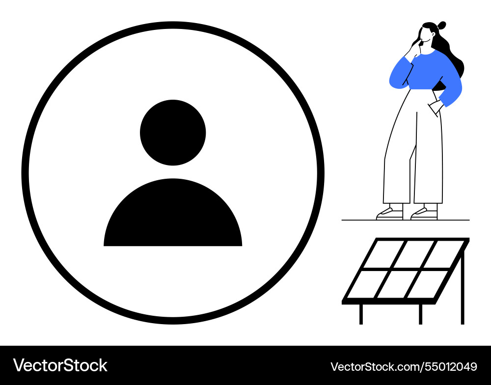 Human icon woman thinking and solar panel Vector Image