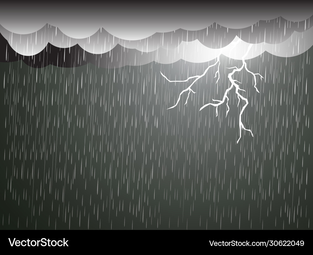 Lightning storm clouds and rain design Royalty Free Vector