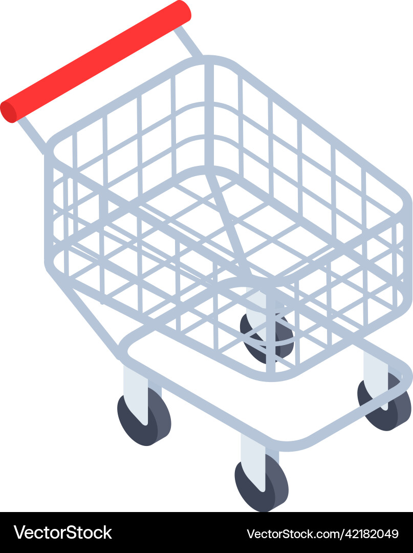 Metallic supermarket trolley with handle Vector Image