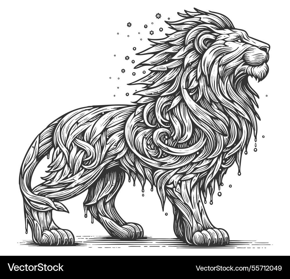 Mystical elemental lion Royalty Free Vector Image