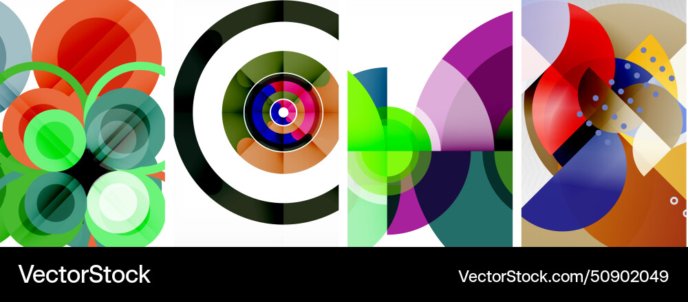 Set of circles geometric abstract posters Vector Image