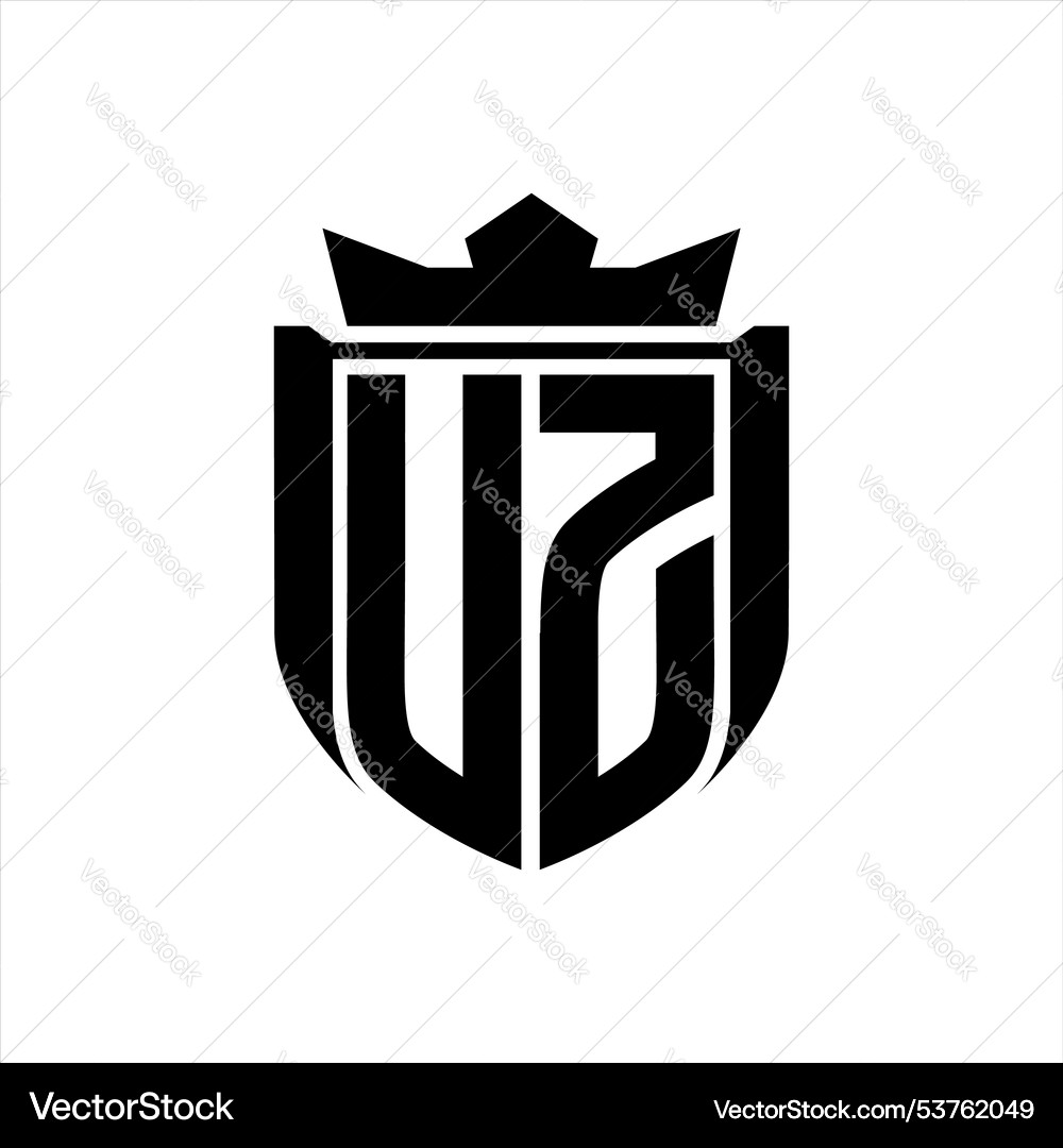 Uz logo with shield shape geeometric crown Vector Image