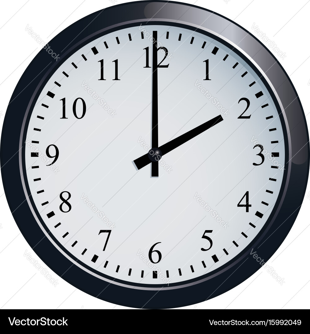 Wall clock set at 2 o Royalty Free Vector Image