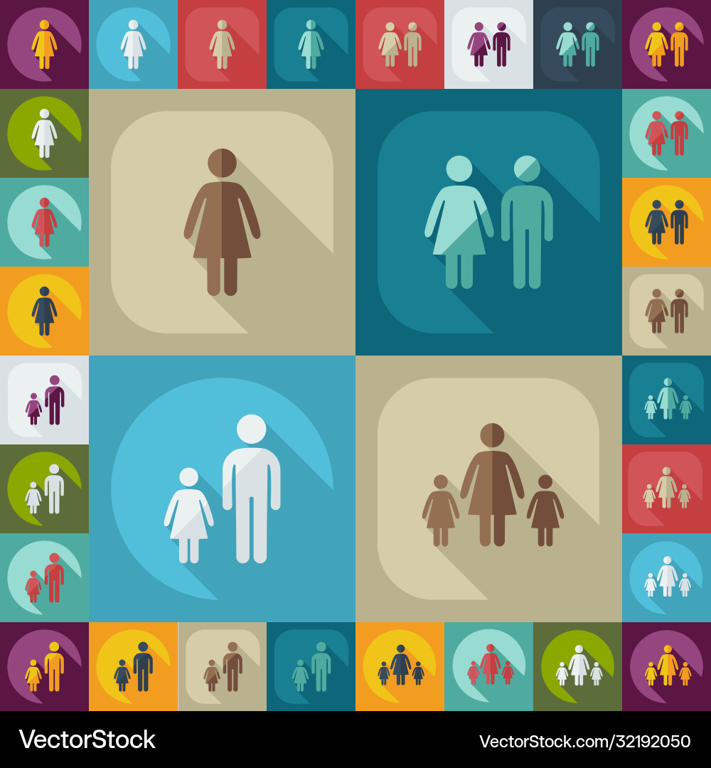 Assembly set stick figures on family Royalty Free Vector