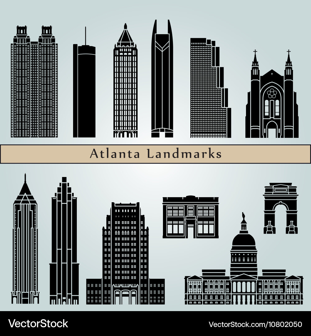 Atlanta landmarks and monuments Royalty Free Vector Image