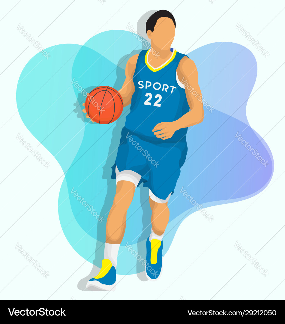 Basketball player with blue jersey Royalty Free Vector Image