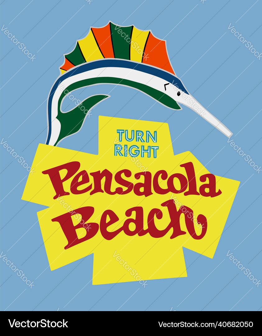 Beautiful Pensacola Beach Royalty Free Vector Image