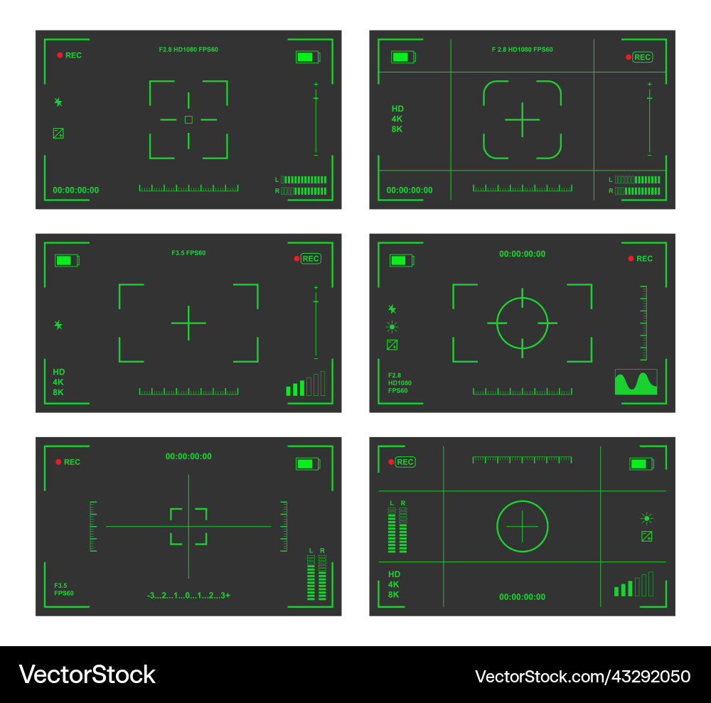 Camera viewfinders cartoon set Royalty Free Vector Image