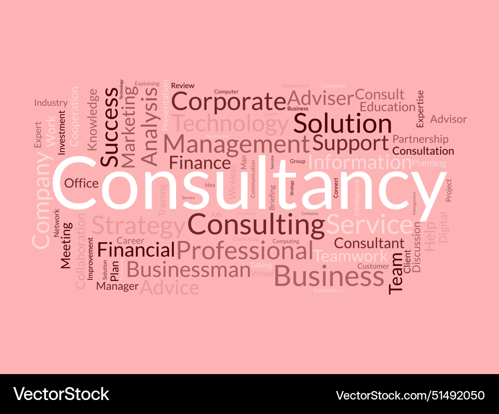 Consultancy word cloud template adviser Royalty Free Vector