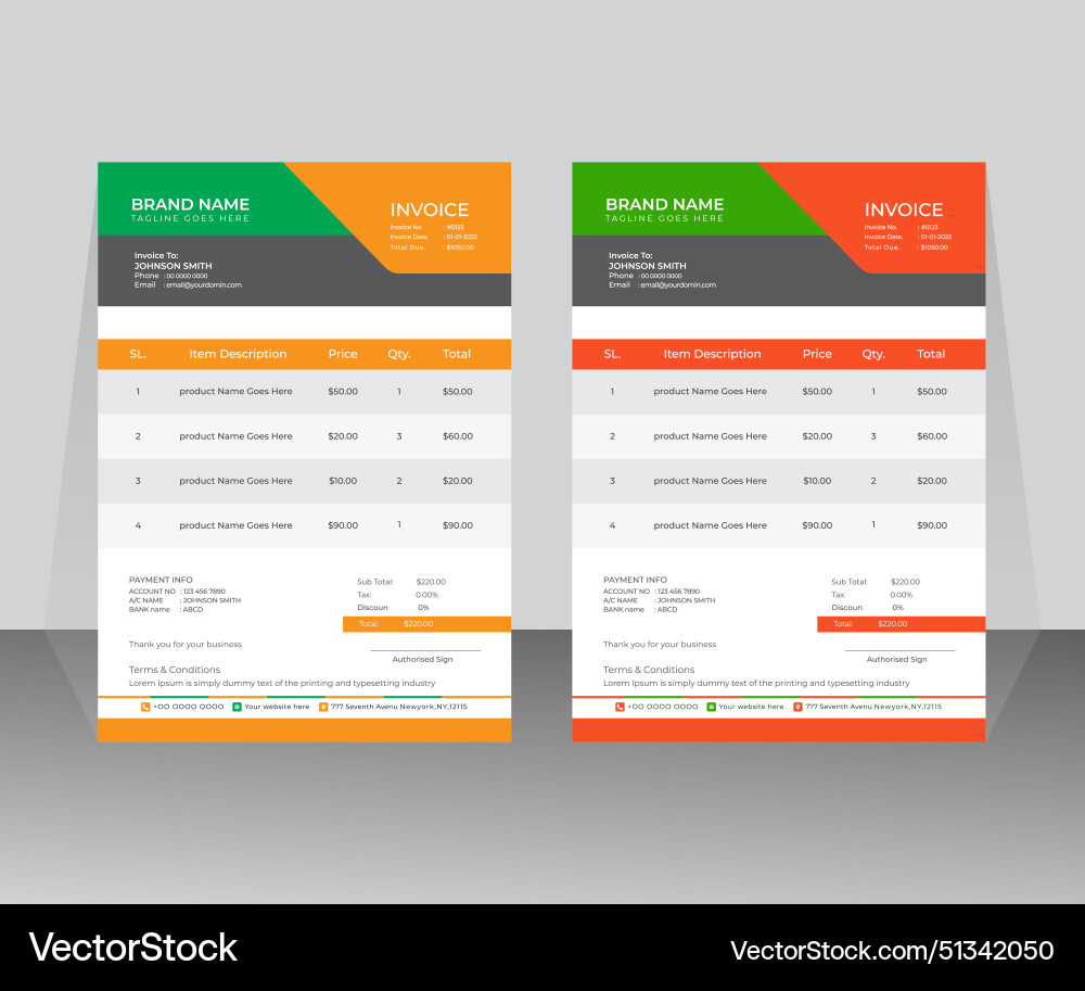 Creative and modern invoice template design Vector Image