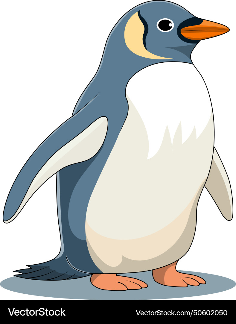 Cute emperor penguin cartoon on white background Vector Image