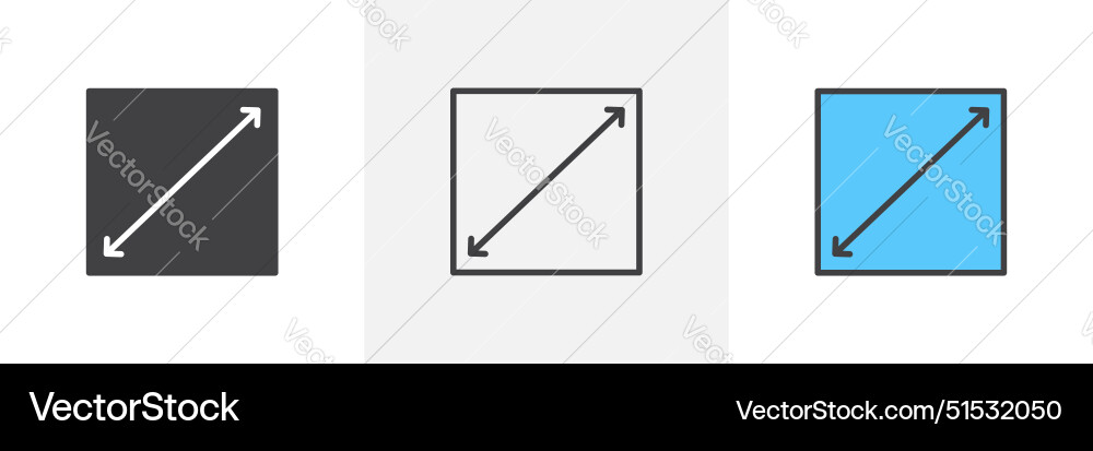 Expand icon set fullscreen or maximize screen Vector Image
