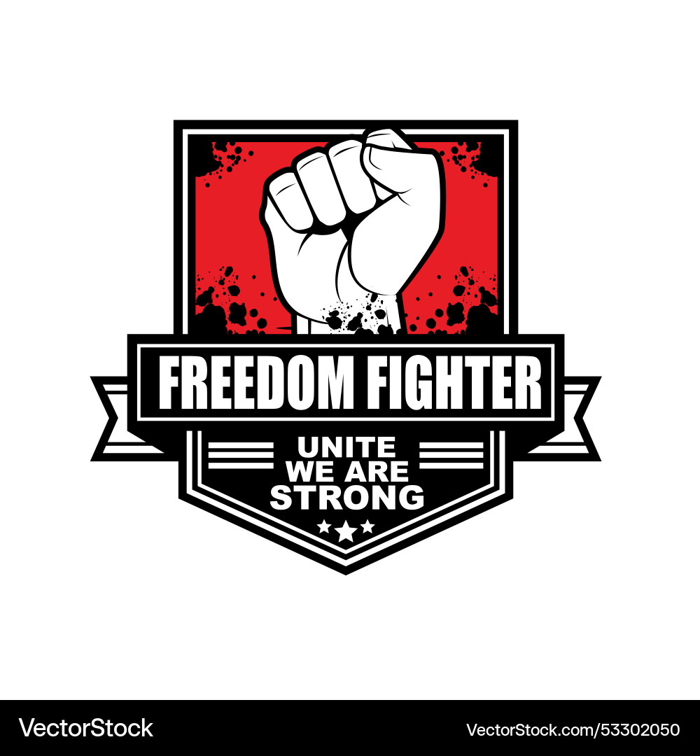 Freedom fighter badge logo Royalty Free Vector Image
