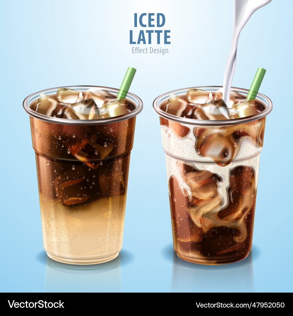 Iced Latte Mockup Set - Cold Coffee Royalty Free Vector