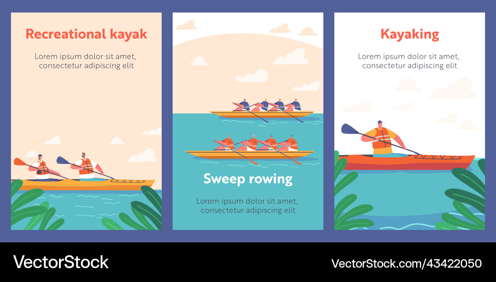 Kayaking canoeing sport competition banners Vector Image