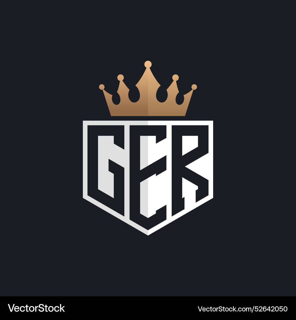 Luxury ger logo with crown elegant initials Vector Image