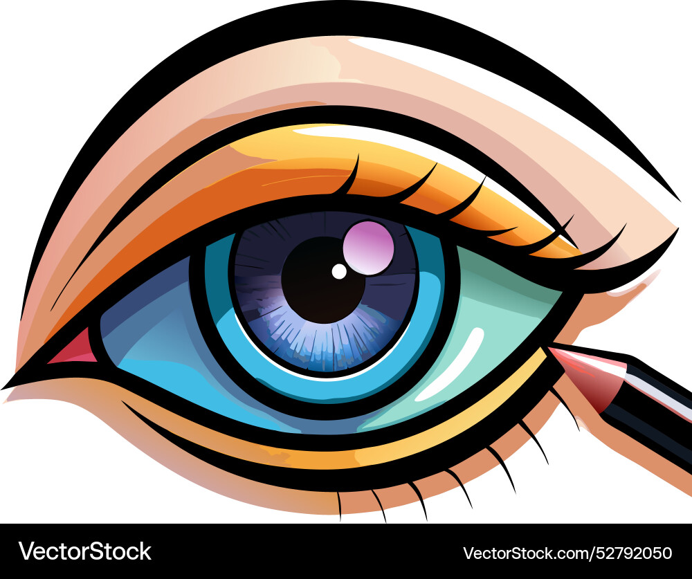 Makeup artist applying eyeliner on eye Royalty Free Vector