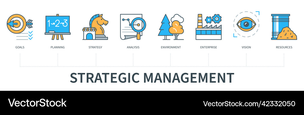 Strategic management infographics in minimal flat Vector Image