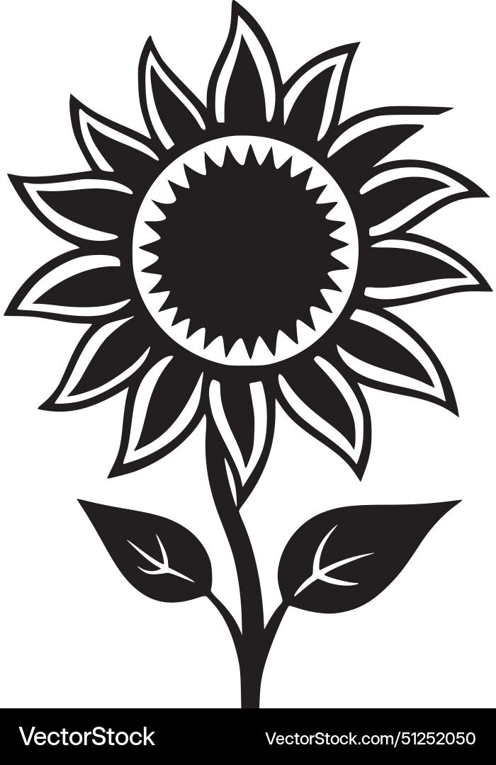 Sunflower - black and white isolated icon Vector Image