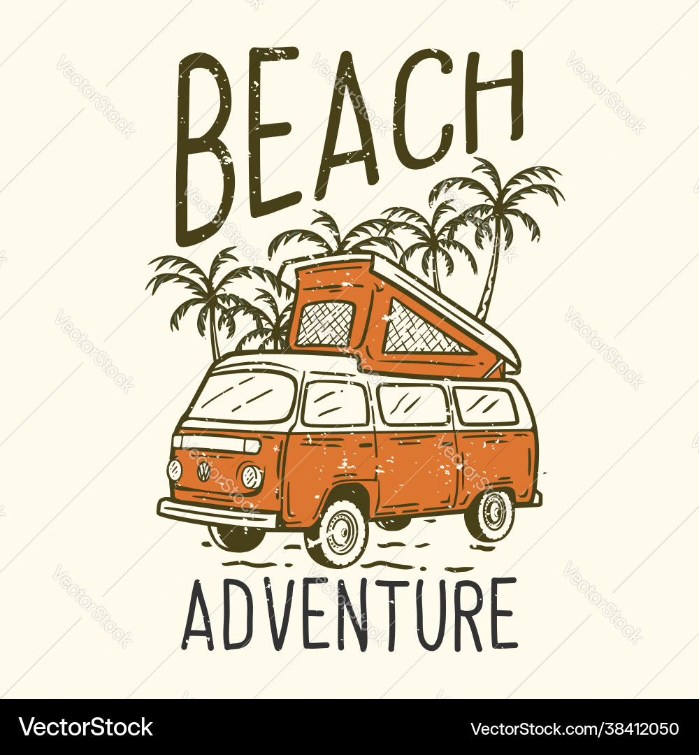 Vintage Beach Van T-Shirt Royalty Free Vector Image