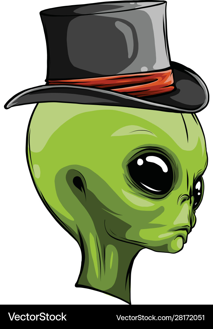 Alien Kopf Cowboy Hut Logo Lizenzfreies Vektorbild