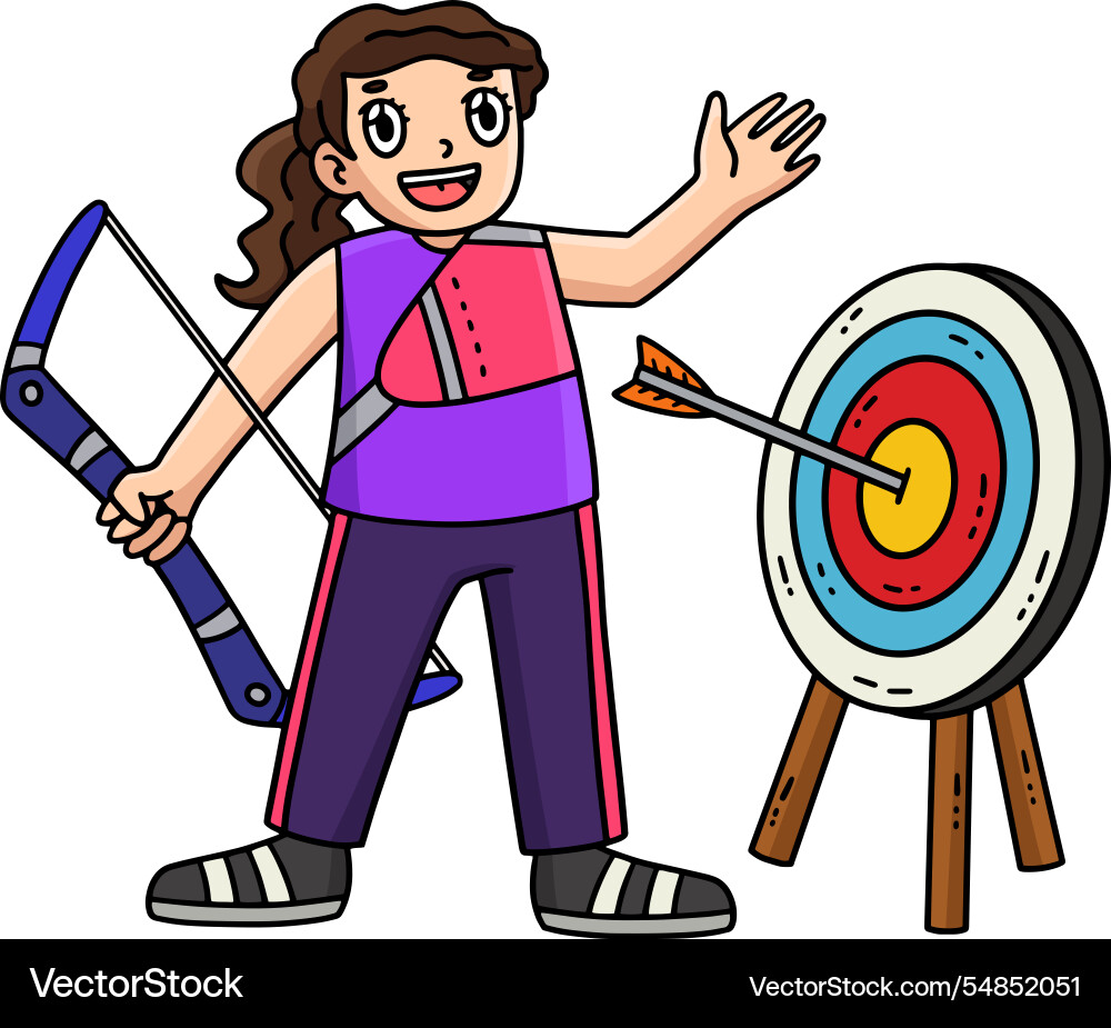 Archery female archer with target circle clipart Vector Image
