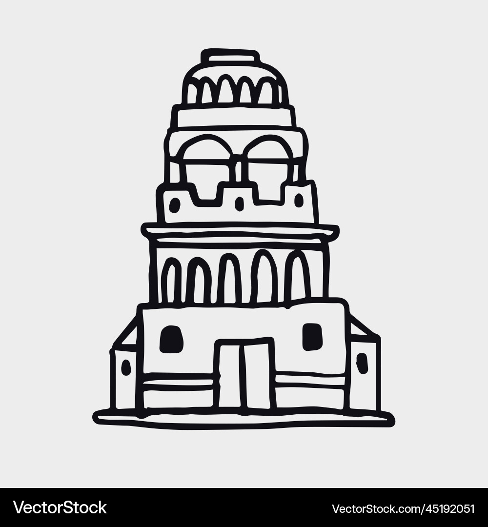 Black and white hand-drawn drawing the facade Vector Image