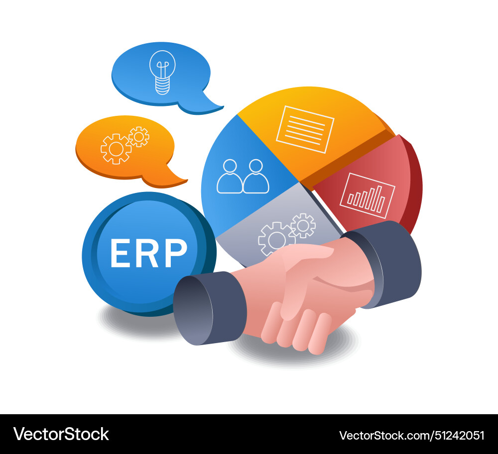Business erp collaboration infographic 3d flat Vector Image