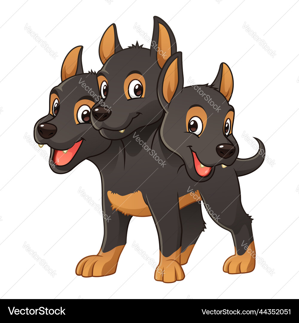 Cerberus Cartoon - Three-Headed Dog Royalty Free Vector