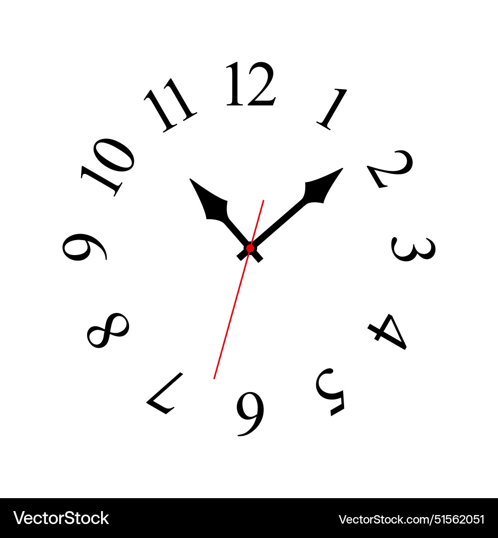 Clock isolated on white background Royalty Free Vector Image