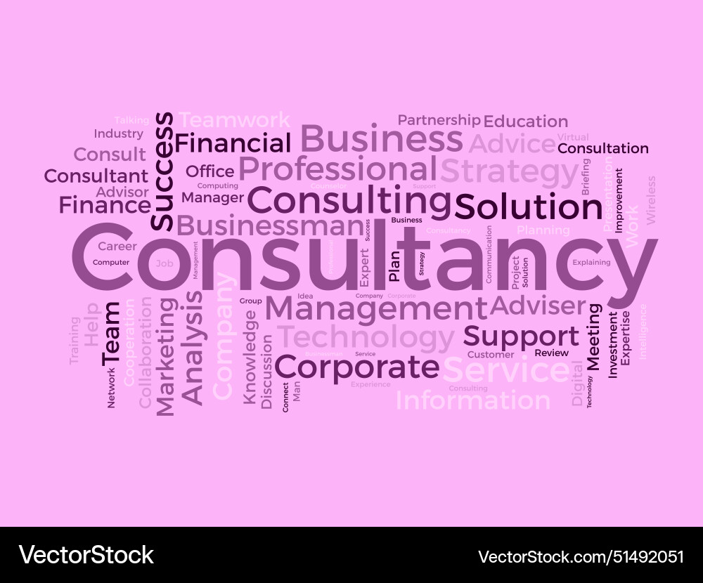 Consultancy word cloud template adviser Royalty Free Vector
