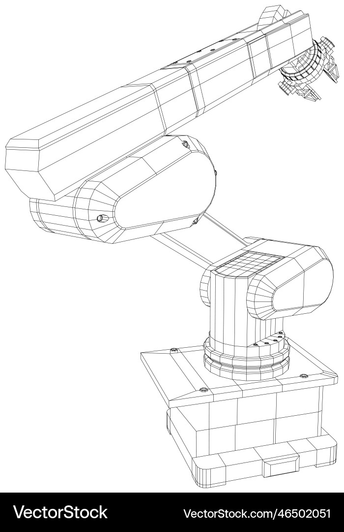 Industrial Robot Arm - Wireframe Royalty Free Vector Image