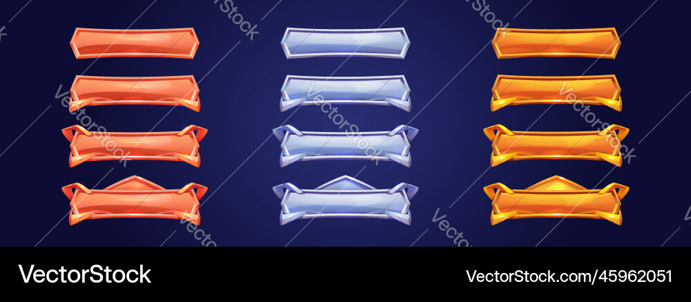 Medieval game button ui metal fantasy board Vector Image