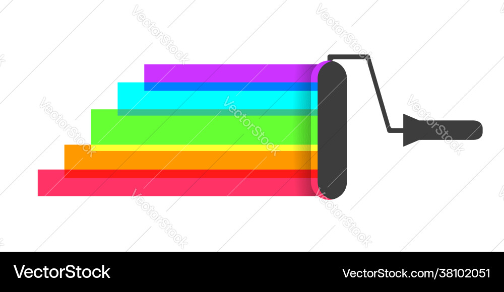 Paint roller and colorful stripes Royalty Free Vector Image