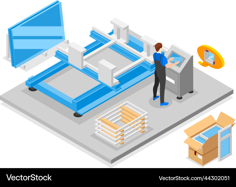 Plastic windows isometric composition Royalty Free Vector