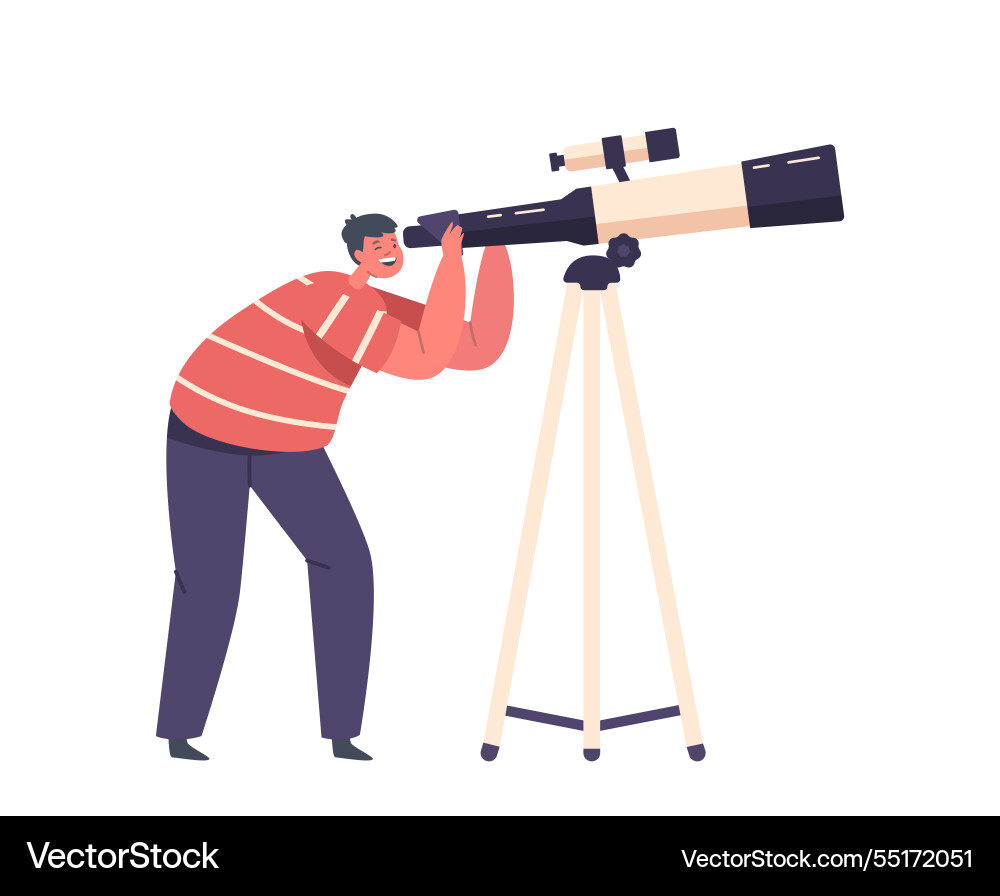 Space observation hobby curious boy look Vector Image
