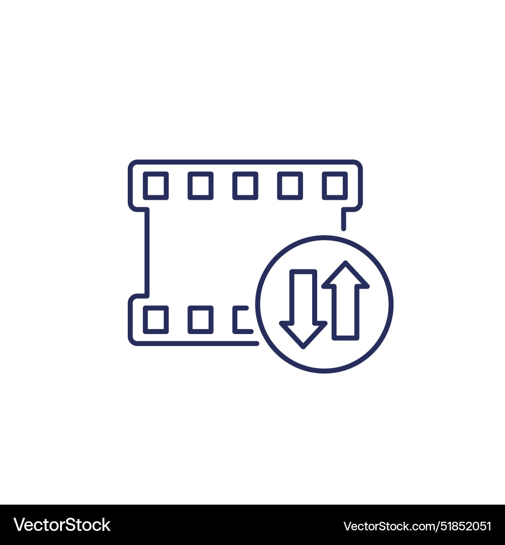 Video transfer line icon on white Royalty Free Vector Image