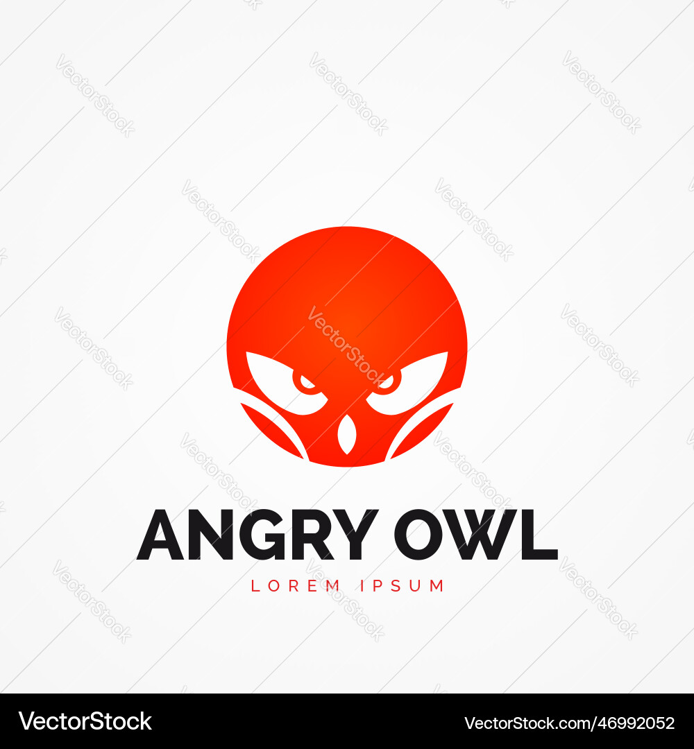 Angry red owl symbol in circle Royalty Free Vector Image