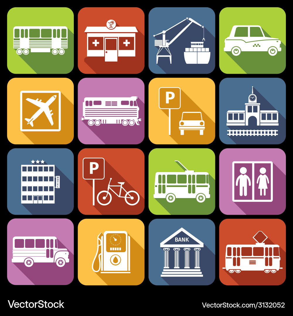 City infrastructure icons white Royalty Free Vector Image