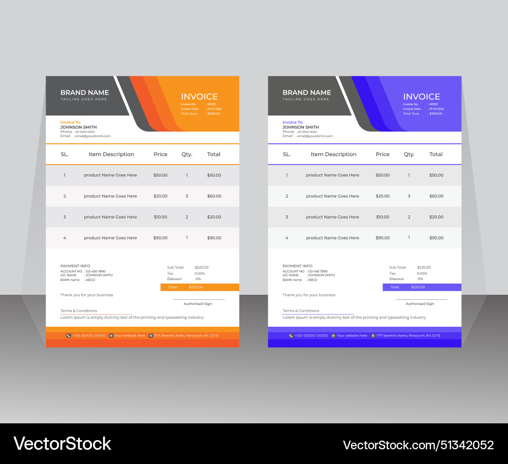 Creative and modern invoice template design Vector Image