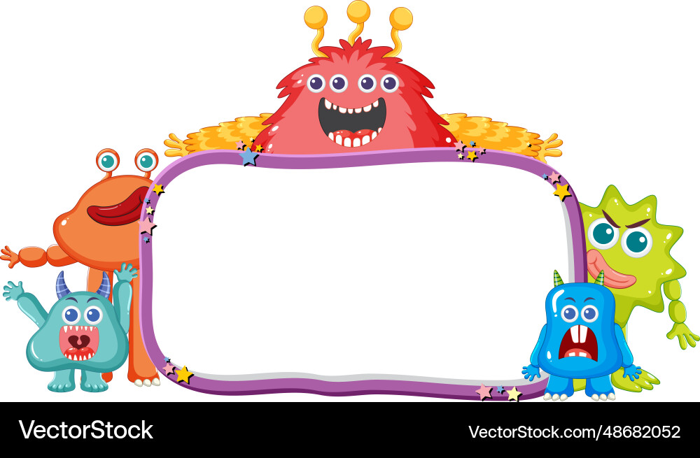 Cute happy monster friends standing next Vector Image