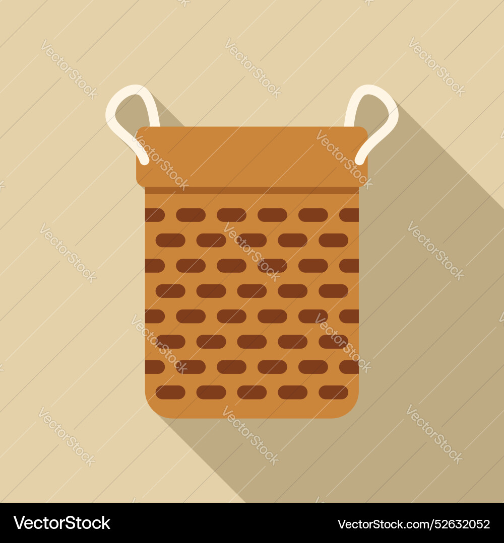 Empty wicker basket with handles hanging on wall Vector Image
