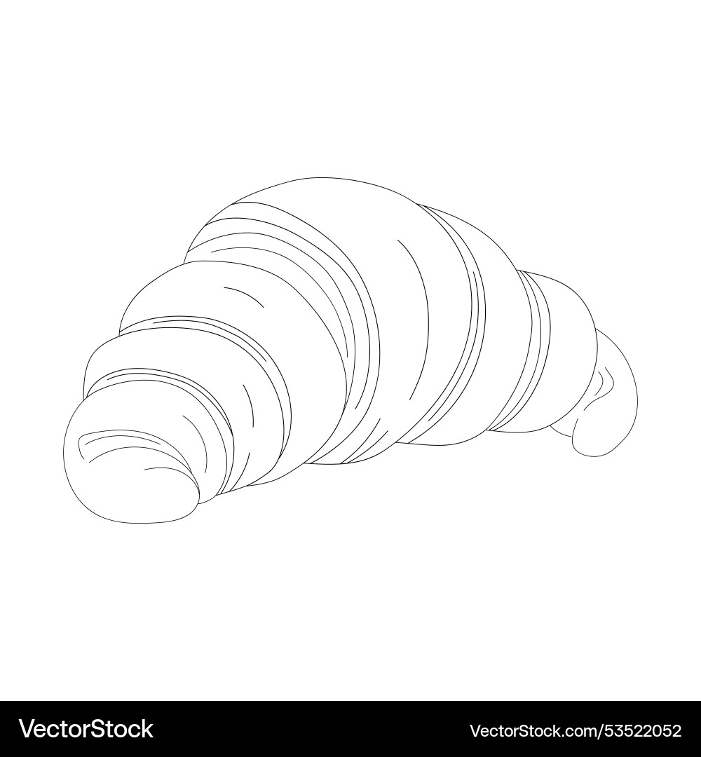 Hand drawn line croissant of bakery Royalty Free Vector